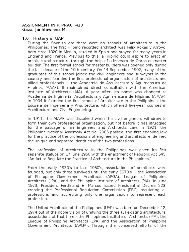 History of the United Architects of the Philippines | PDF | Architect ...
