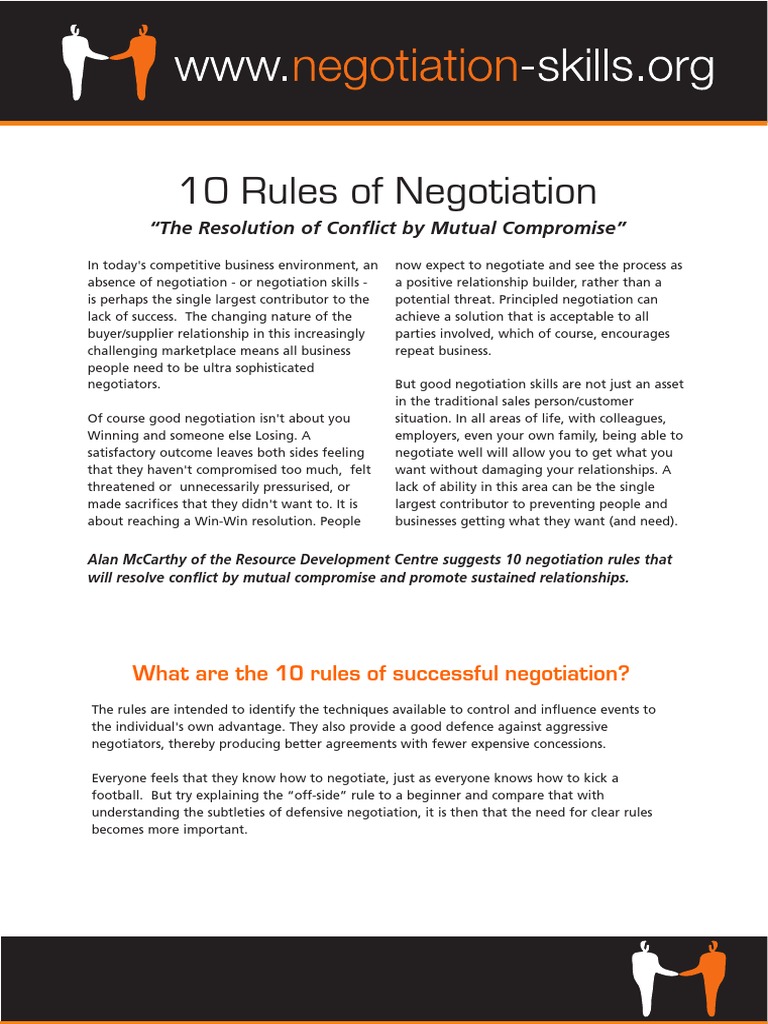 10 Rules of Negotiation PDF | PDF | Negotiation | Business