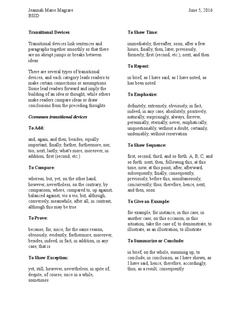 English - Transitional Devices | PDF