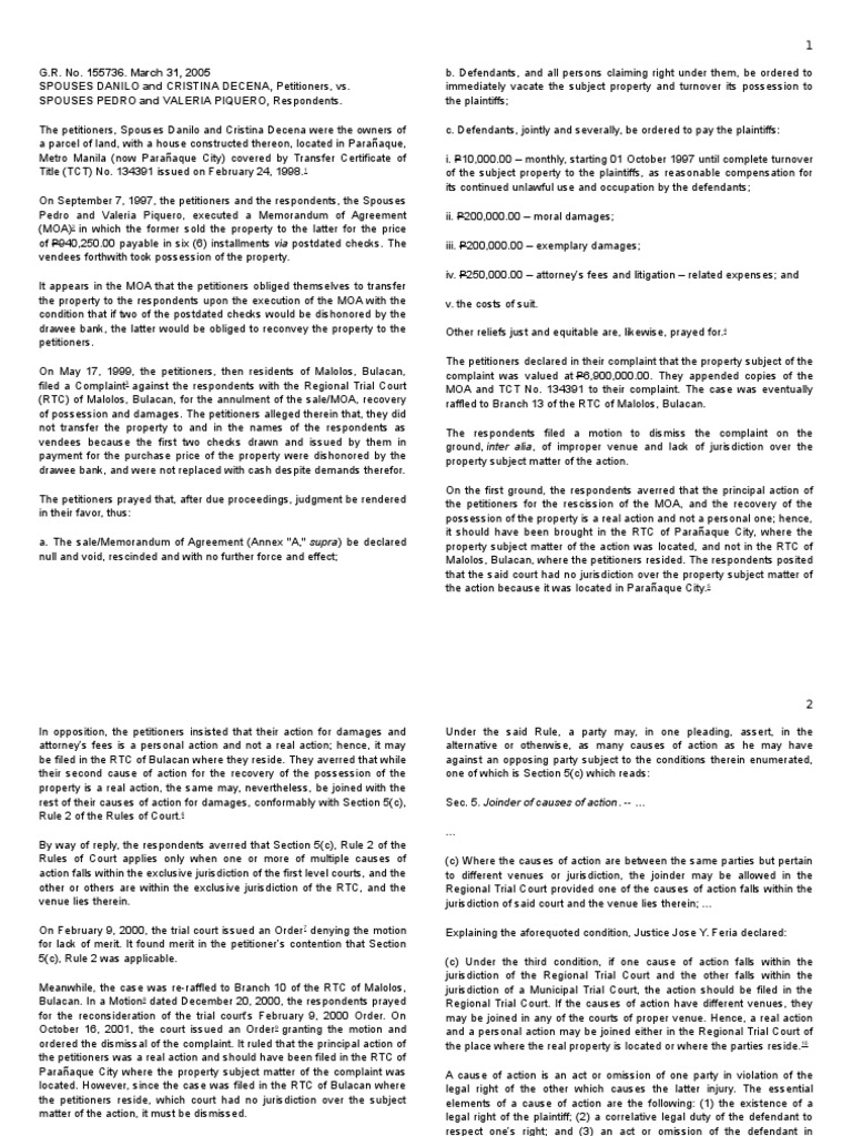 Session 6 Cases Civpro | PDF | Joinder | Lawsuit