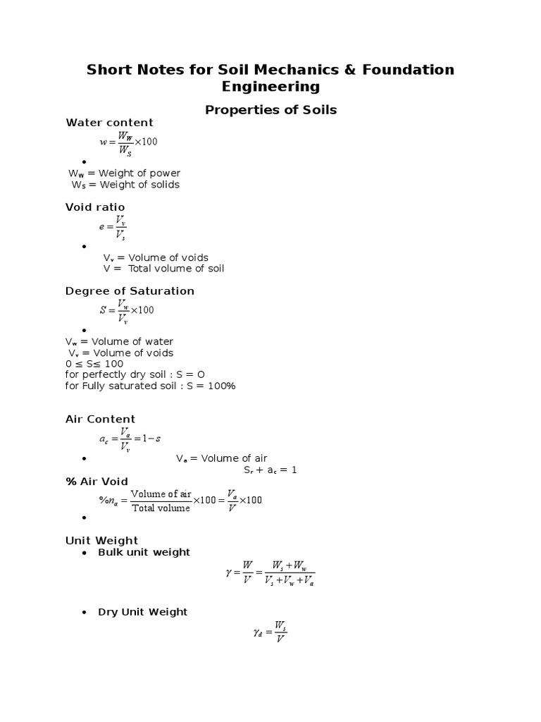 Short Notes For Soil Mechanics | PDF | Materials Science | Mechanical ...
