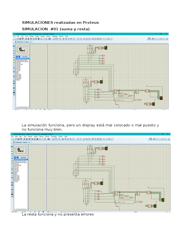 SIMULACIONES Realizadas en Proteus | PDF | Puerta lógica | Poco
