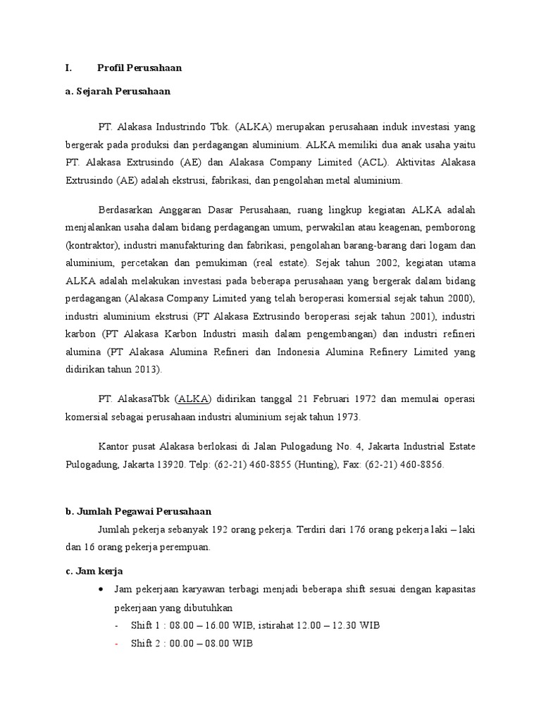 Profil PT Alakasa Industrindo Tbk. | PDF