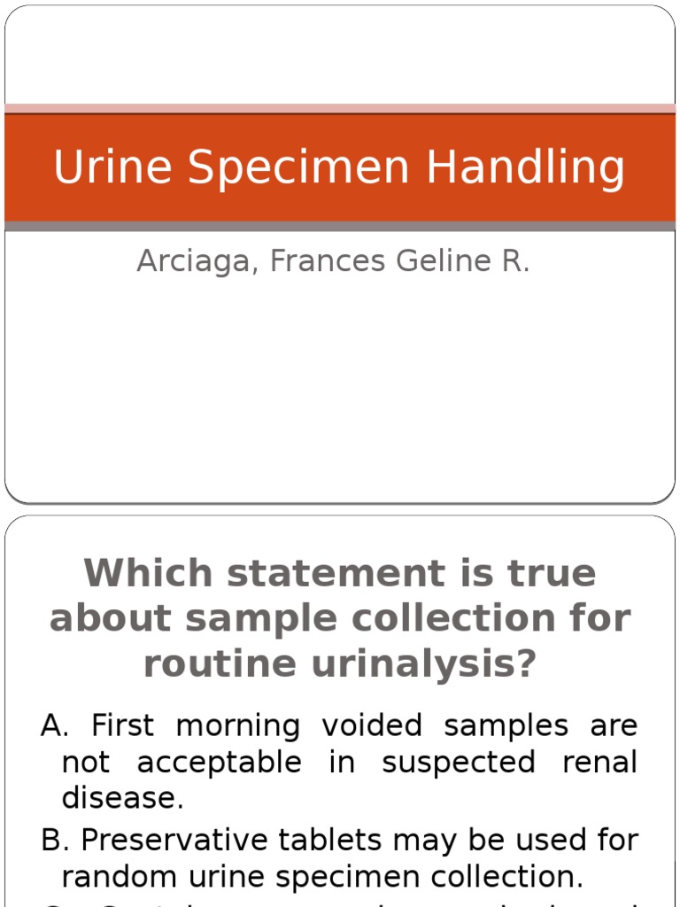 Proper Handling and Collection Techniques for Urine Specimens | PDF