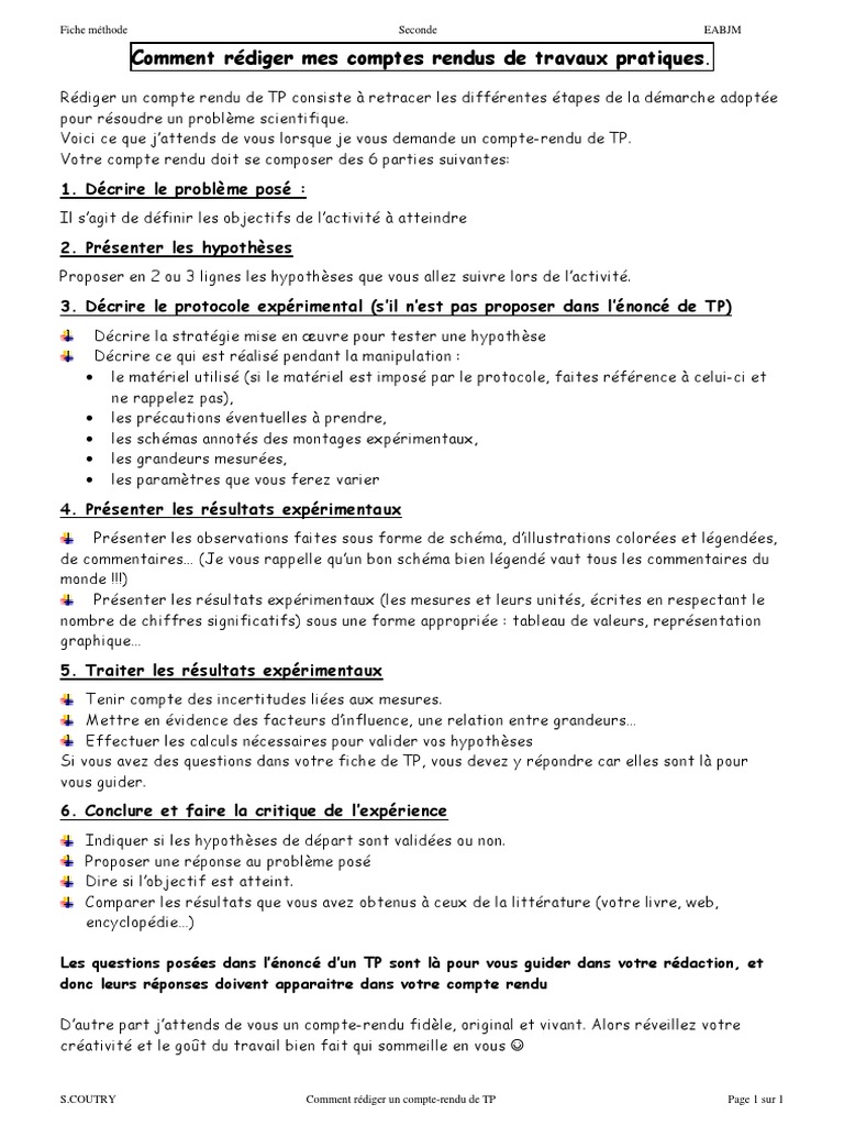 Methode Redaction Compte-rendu TP