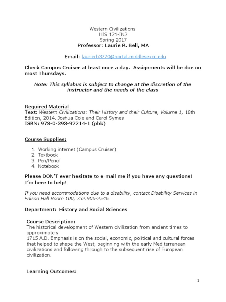 Western Civilizations Spring 2017 | PDF | Renaissance | Civilization