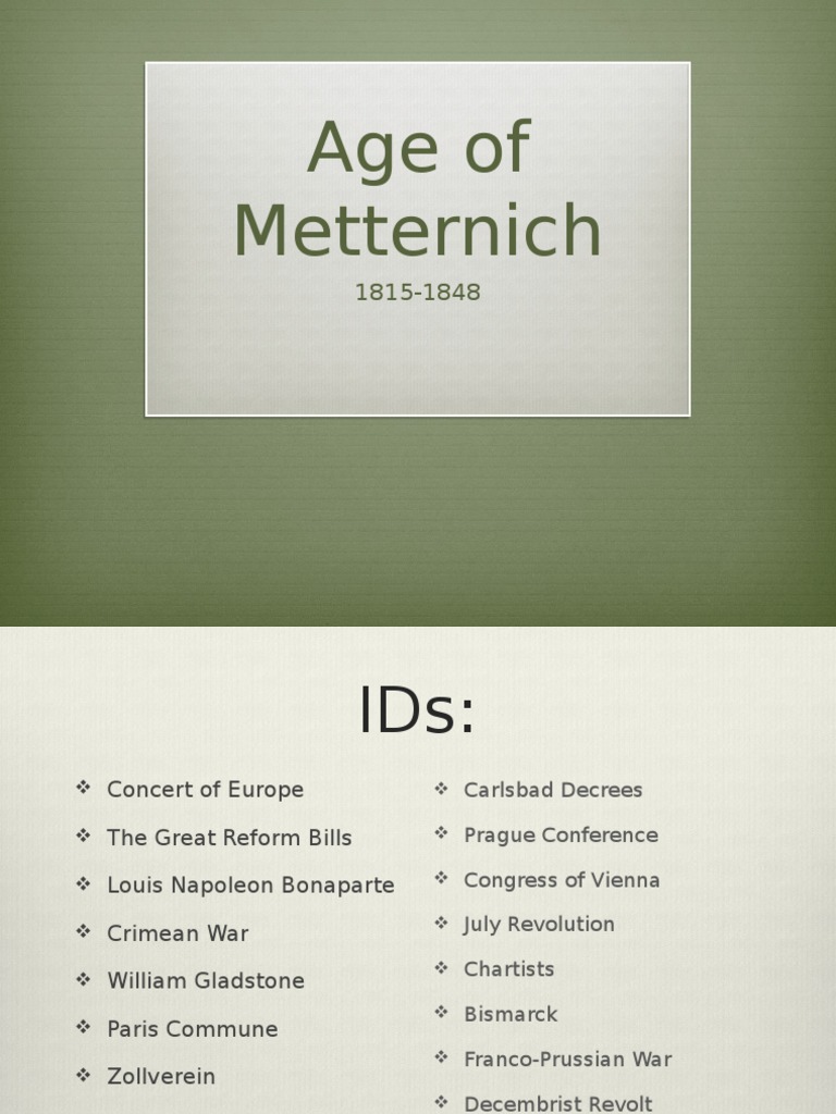 Age of Metternich and Revolution of 1848 | PDF | Europe Travel ...