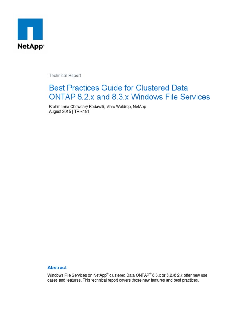 Best Practices Guide For Clustered Data Ontap 8.2.x and 8.3.x Windows ...