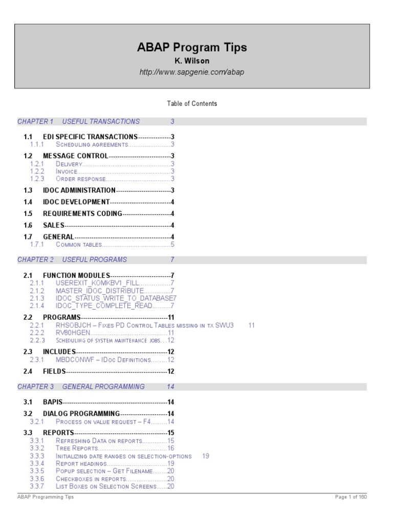 Abap Tips | PDF | Database Index | File Transfer Protocol