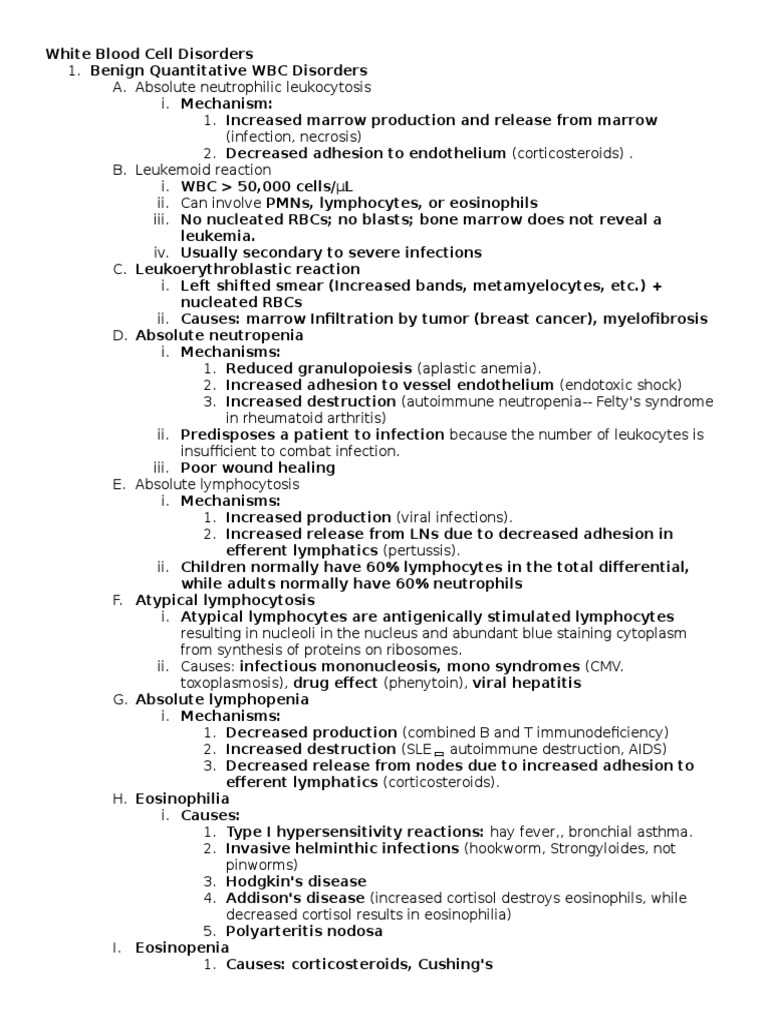 White Blood Cell Disorders | PDF | Leukemia | White Blood Cell