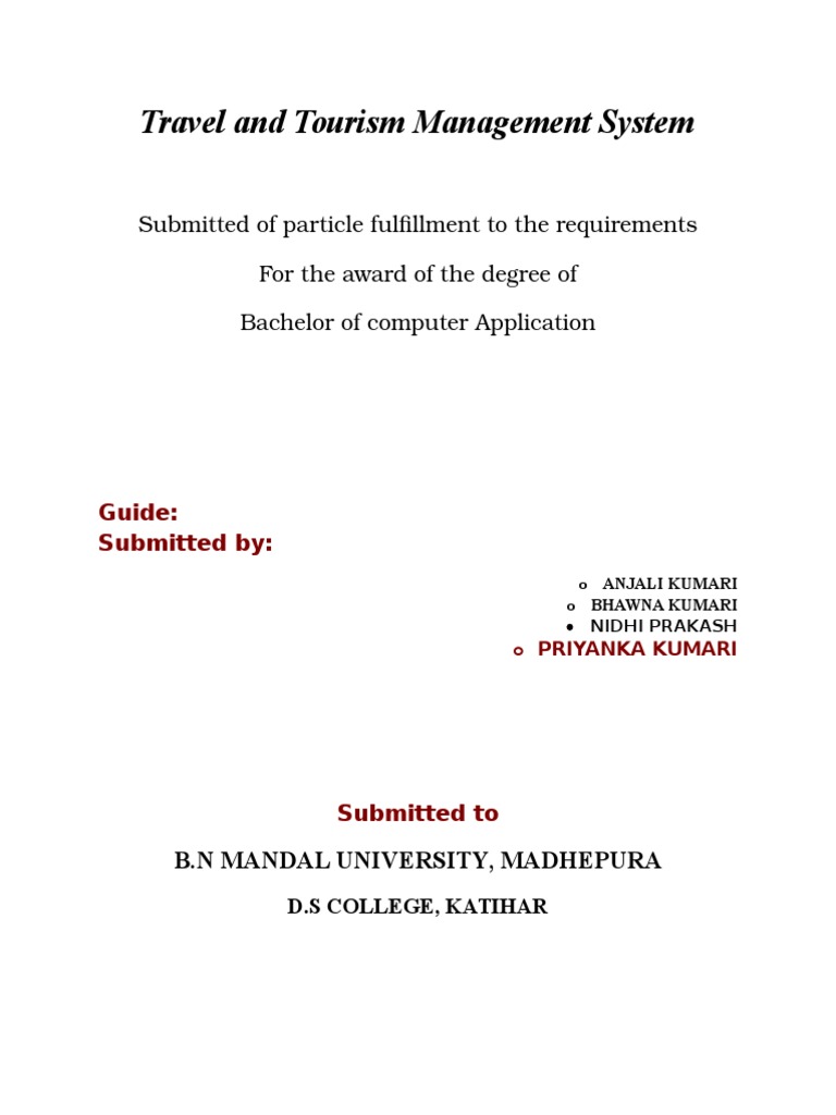 Travel and Tourism Management System | PDF | Microsoft Sql Server ...