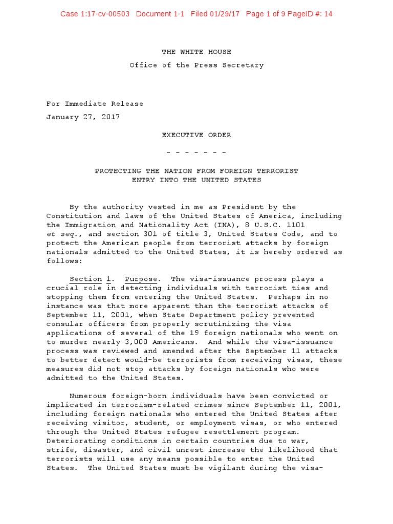 President Trump Executive Order | PDF | American Government | Travel Visa