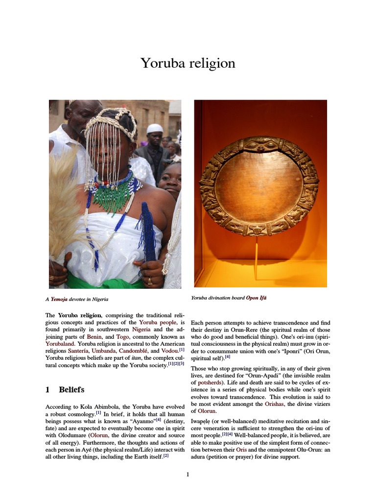 Yoruba Religion PDF | PDF | Ethnic Religion | Religion And Belief