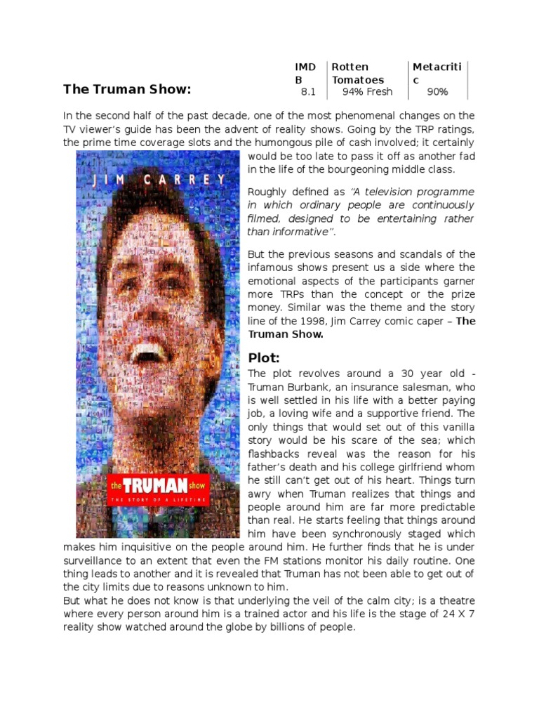 The Truman Show:: IMD B Rotten Tomatoes Metacriti C | PDF ...
