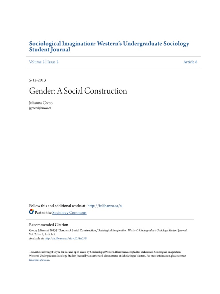 Gender: A Social Construction Analysis | PDF | Masculinity | Gender