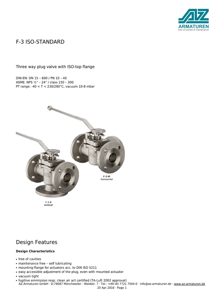 ISO5211 Mounting Flange of The Plug Valve and The Dimensions of The ...