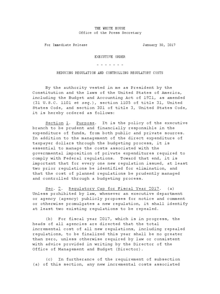 The White House: Office of The Press Secretary | PDF | Regulation ...