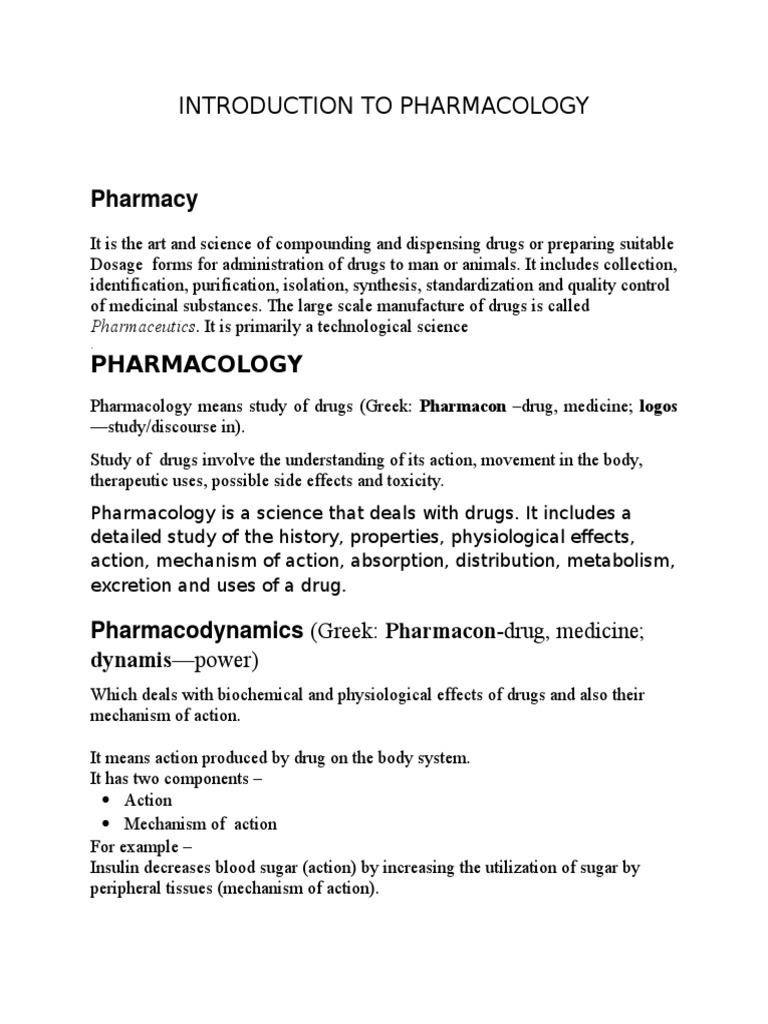 Introduction To Pharmacology | PDF | Pharmacology | Pharmaceutical Drug