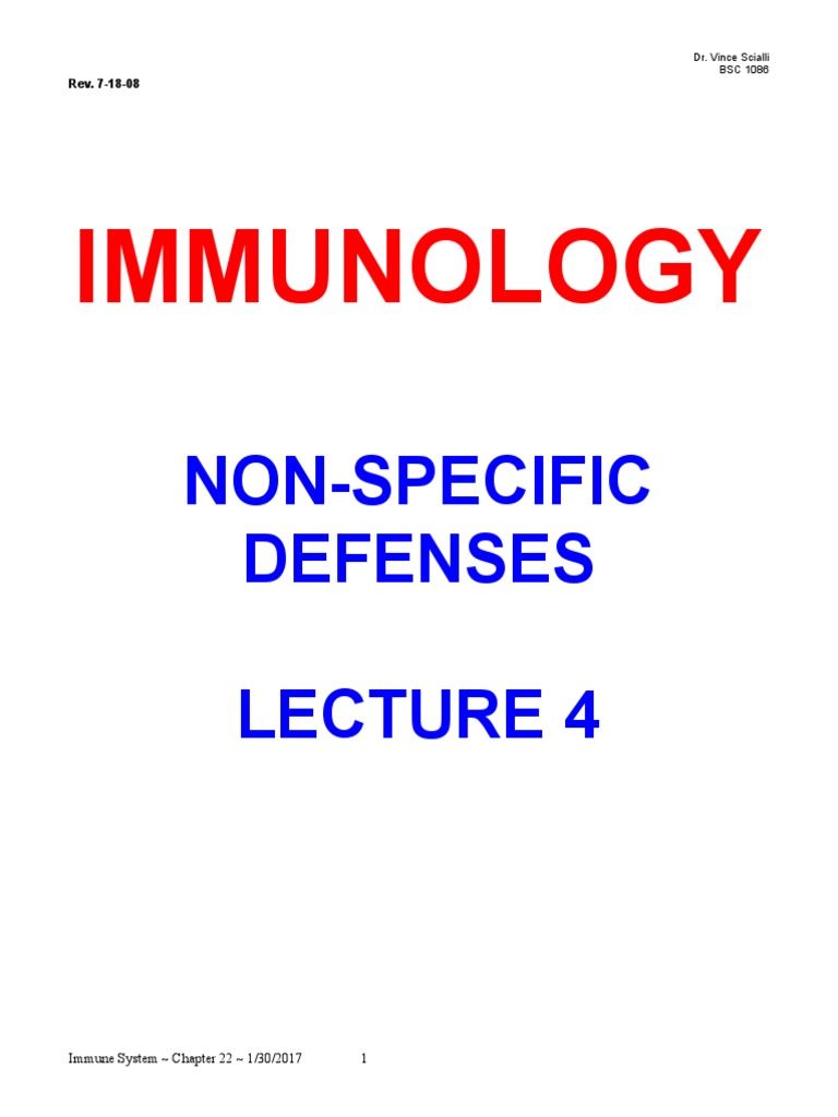 Non-Specific Immune Defenses Overview | PDF | Immune System | Antibody