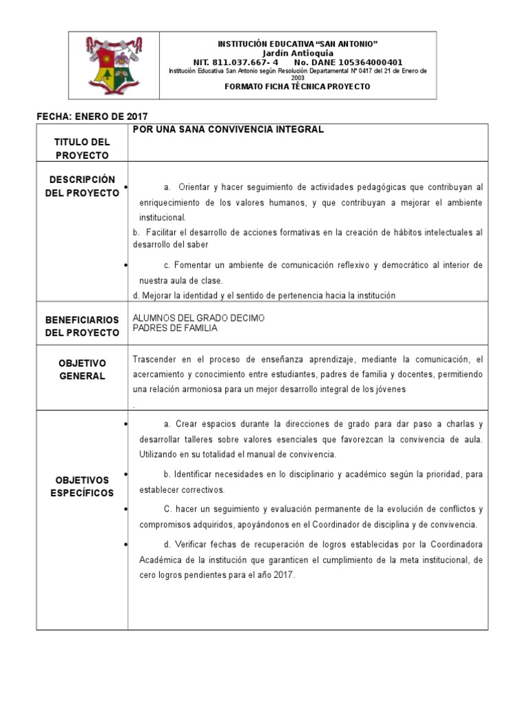 Proyecto Direccion de Grupo Grado Decimo | PDF | Educación primaria | Cognición
