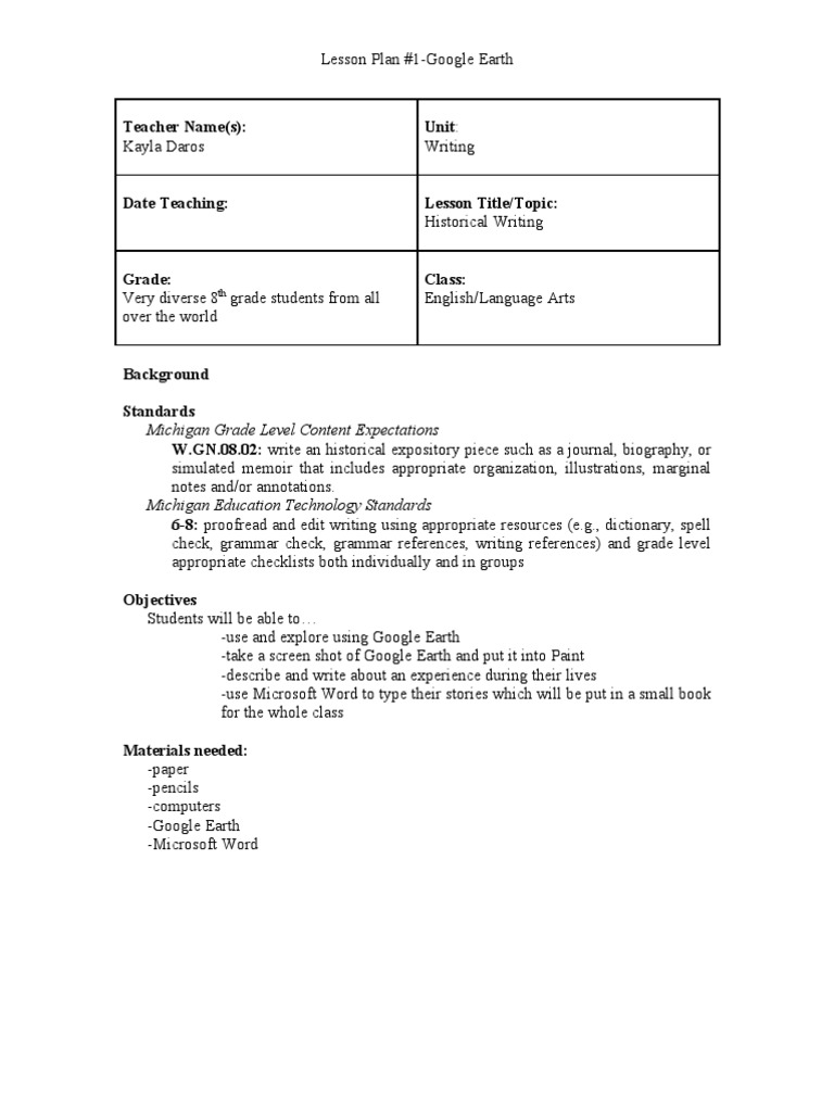 Technology Lesson Plan | PDF | Lesson Plan | Books