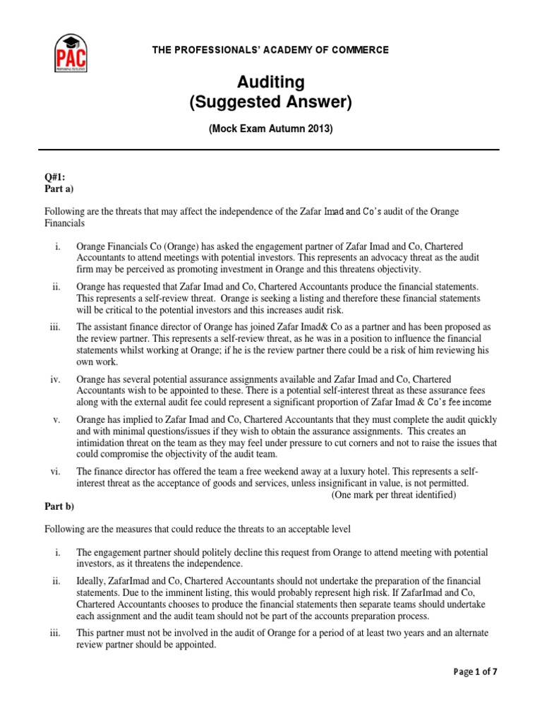 Auditing Question | PDF | Internal Audit | Financial Audit