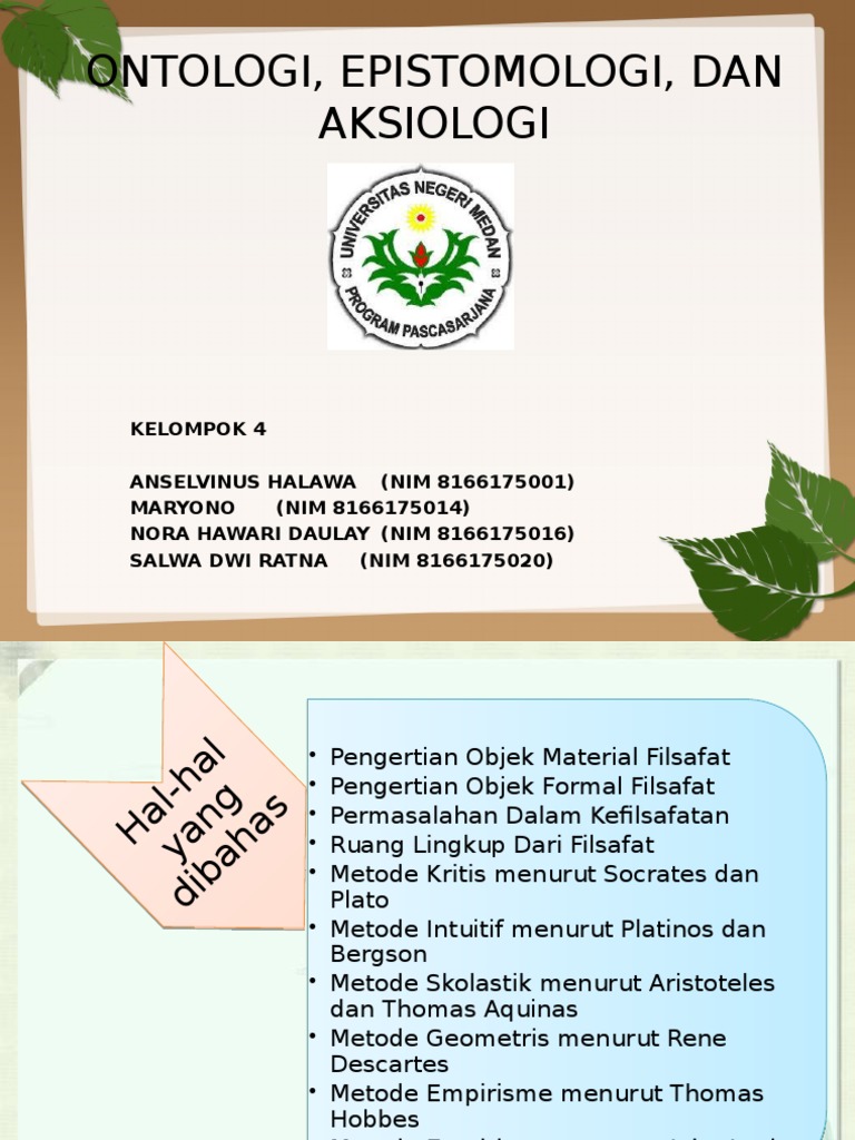 Ontologi, Epistomologi, Dan Aksiologi | PDF