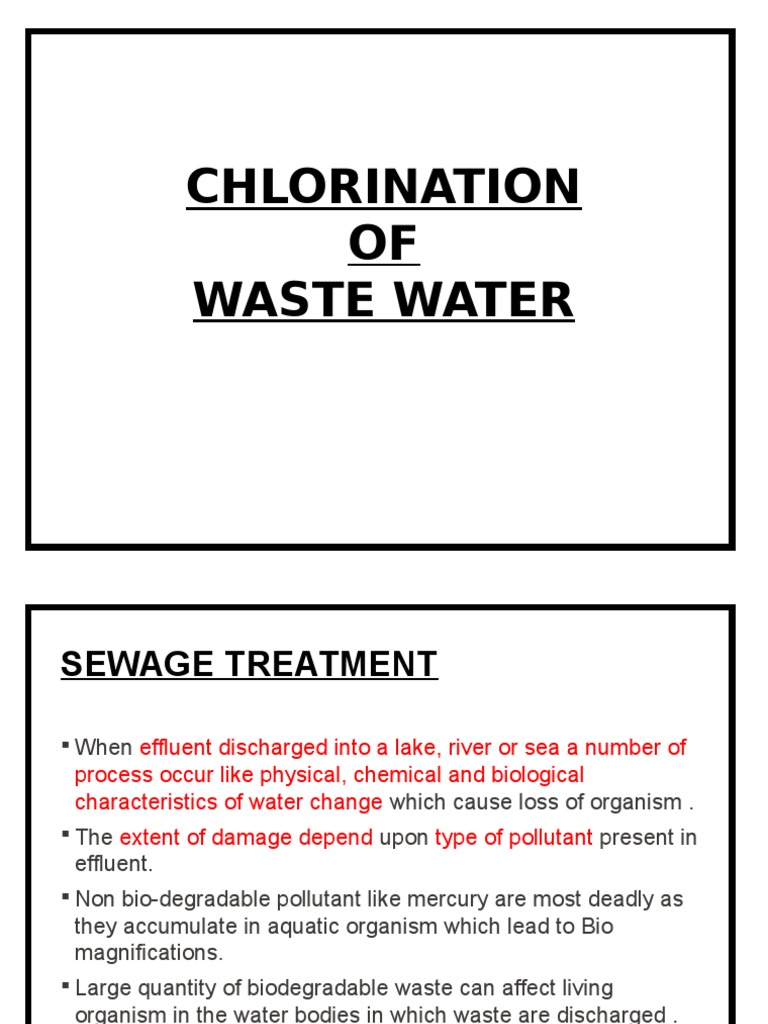 Chlorination OF Waste Water | PDF | Sewage Treatment | Water Purification