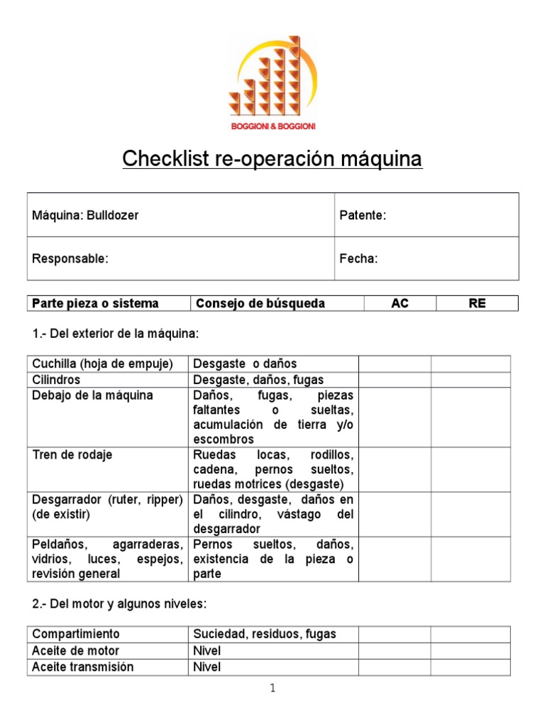 Checklist Bulldozer | PDF