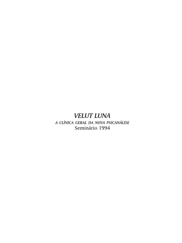 1994 - Velut Luna PDF | PDF | Jacques Lacan | Sigmund Freud