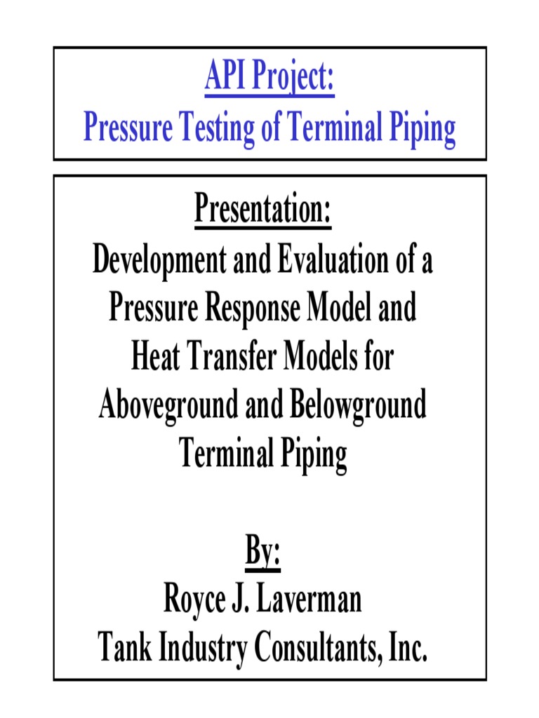 API Terminal Piping Testing Model Presentation | PDF | Leak | Pressure