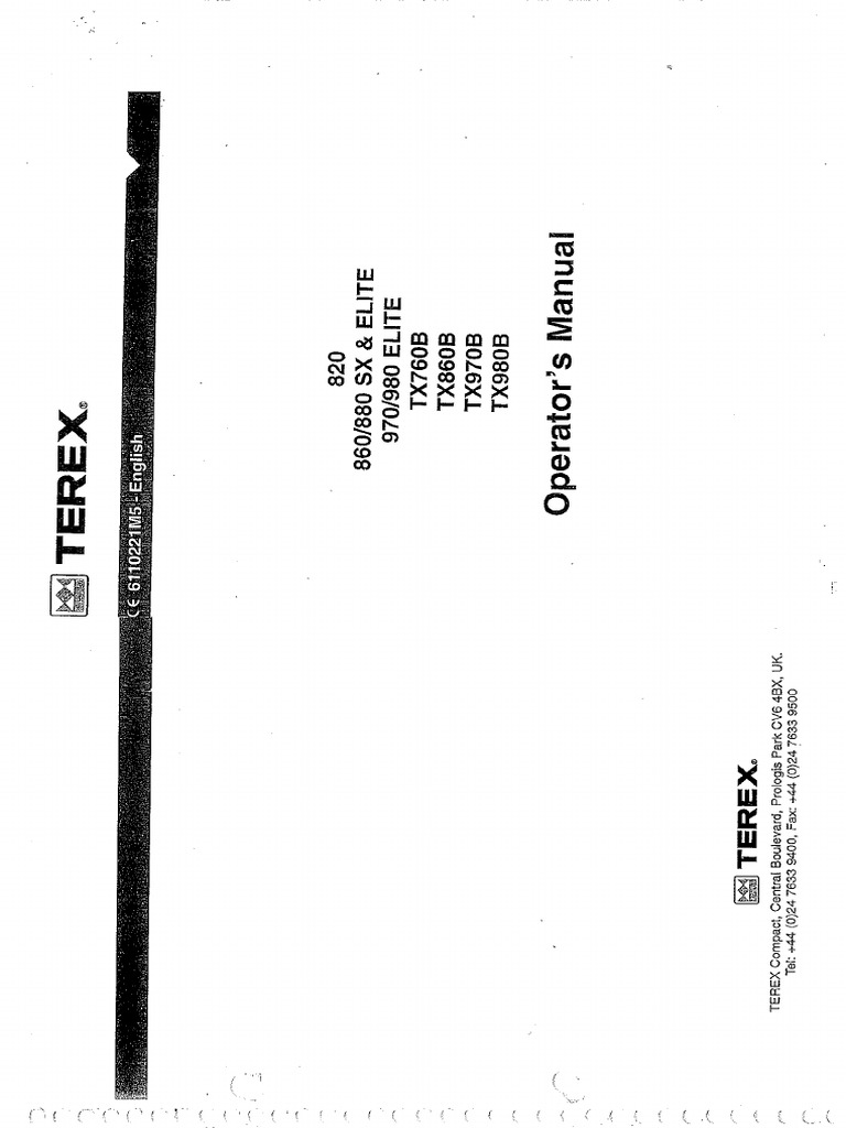 Manual Del Operador Terex TX760B | PDF