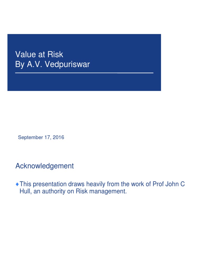 Value at Risk - Theory and Illustrations | PDF | Value At Risk | Greeks ...