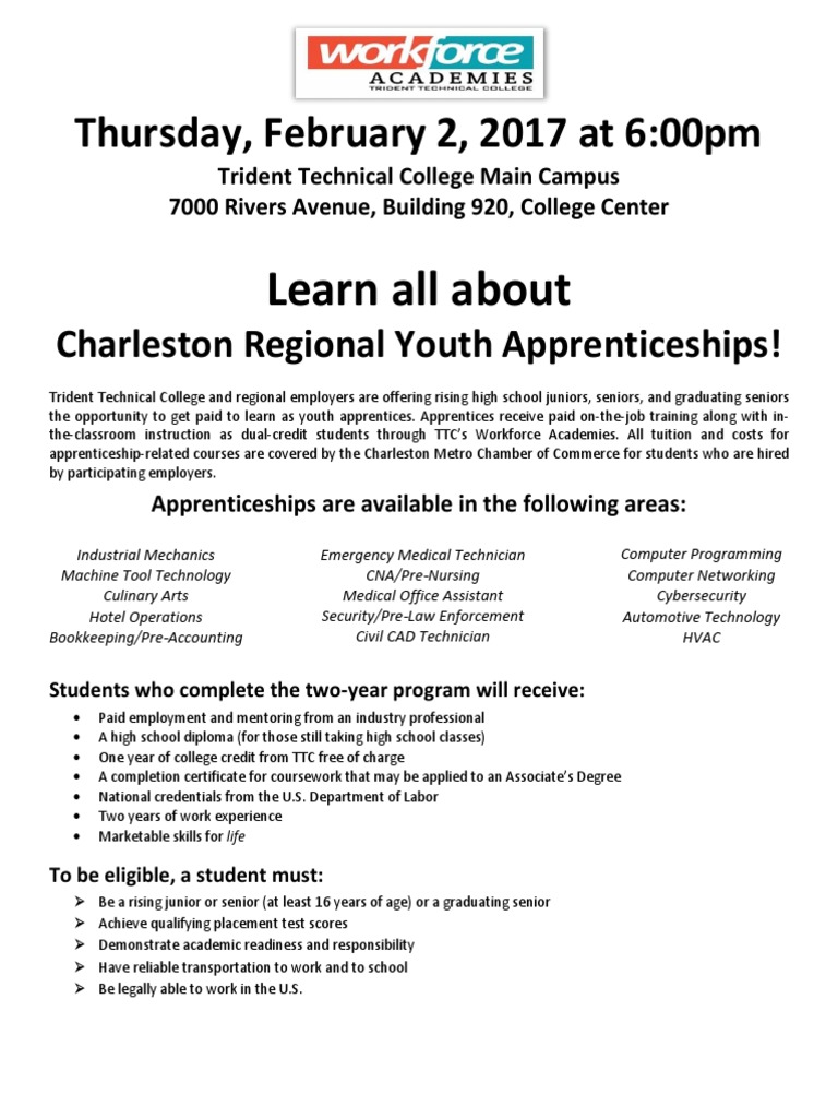 2017 YA Information Night Flyer | PDF | Apprenticeship | Secondary School