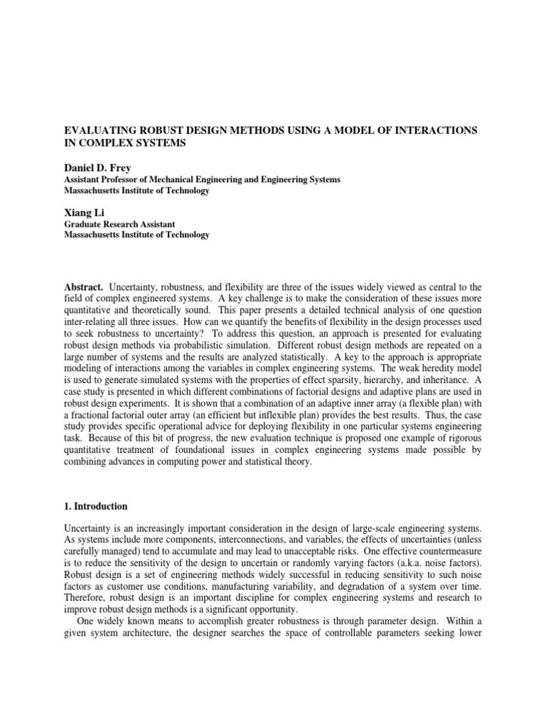 Evaluation Robust Design Methods Using A Model of Interactions in ...