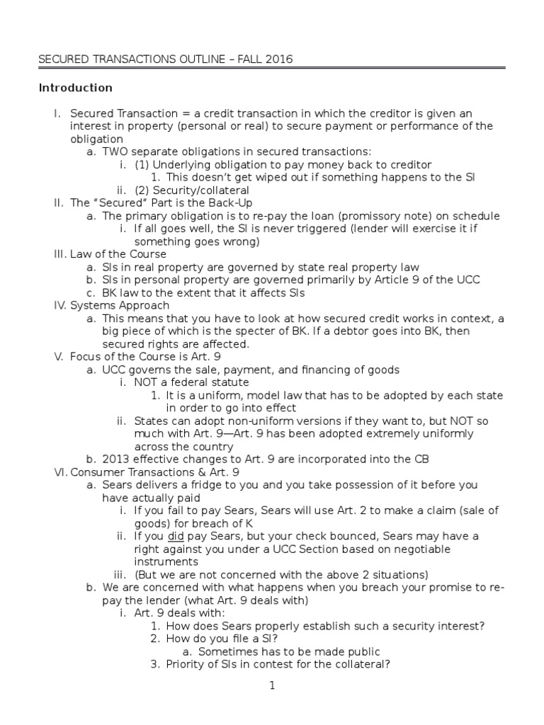 Secured Transactions | PDF | Foreclosure | Security Interest