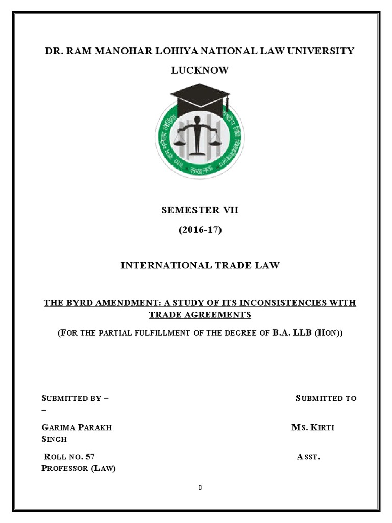 ITL Project | PDF | Dumping (Pricing Policy) | World Trade Organization