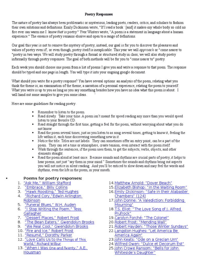 Engaging with Poetry Responses | PDF | English Poetry | Poetry