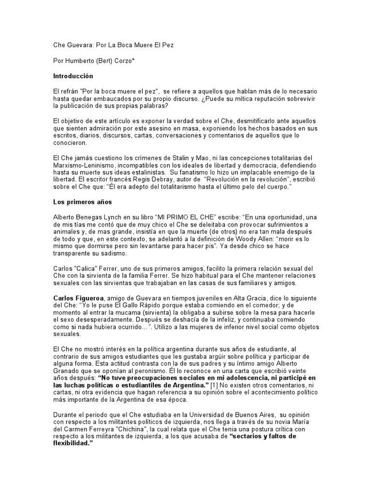 El Che Guevara - El Pez Por La Boca Muere. Cap. 1/8 | PDF | Che Guevara ... El Che Guevara - El Pez Por La Boca Muere. Cap. 1/8 | PDF | Che Guevara ...