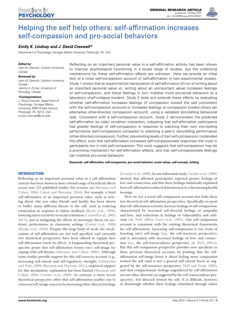 Helping The Self Help Others | PDF | Emotions | Metaphysics Of Mind