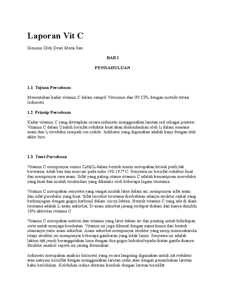 Laporan Vit C | PDF