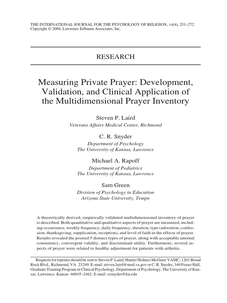 Measuring Private Prayer | PDF