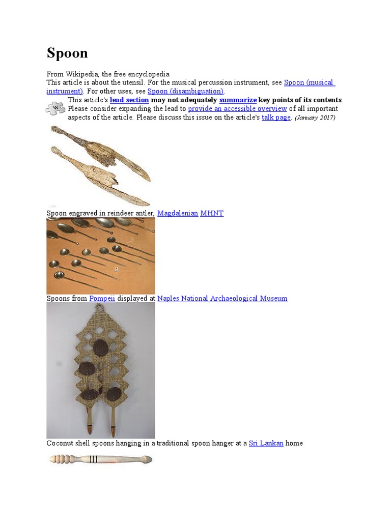 Spoon: Spoon (Musical Instrument) Spoon (Disambiguation) Provide An ...