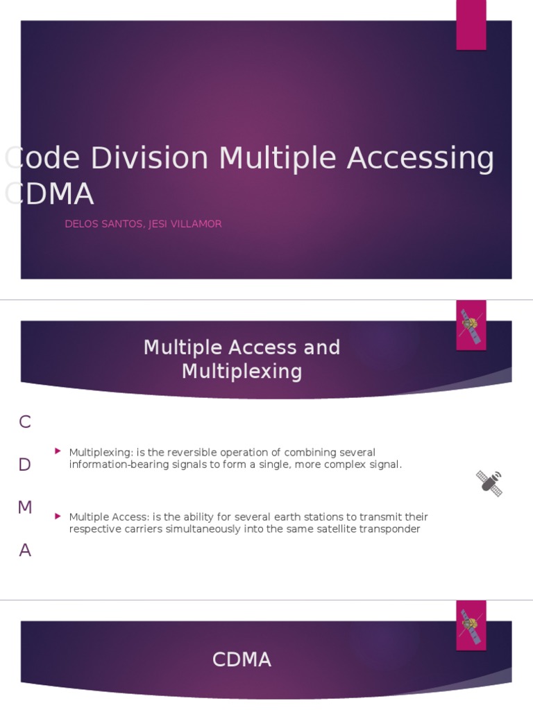 Code Division Multiple Accessing Cdma: Delos Santos, Jesi Villamor | PDF | Code Division ...