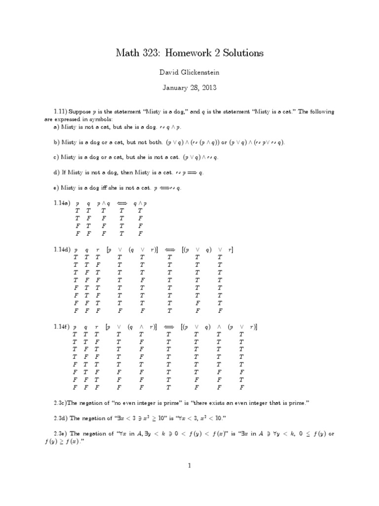 Math 323: Homework 2 Solutions: David Glickenstein January 28, 2013 | PDF