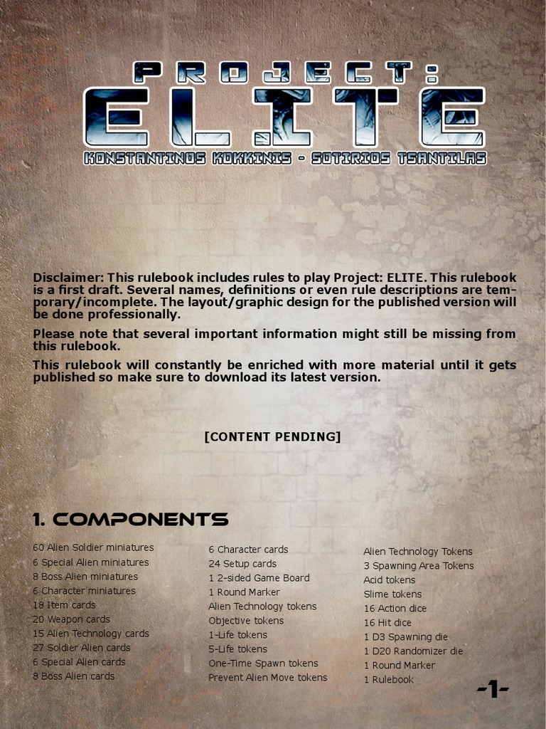 Project ELITE Rulebook May 8 2015 | PDF | Dice | Gaming