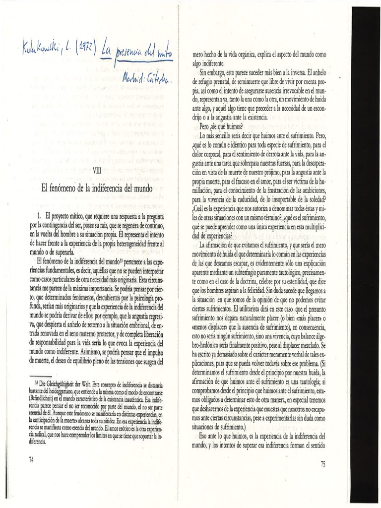 Kolakowski - La Presencia Del Mito PDF | PDF