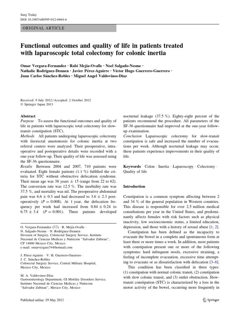 colonic inertia | Constipation | Surgery