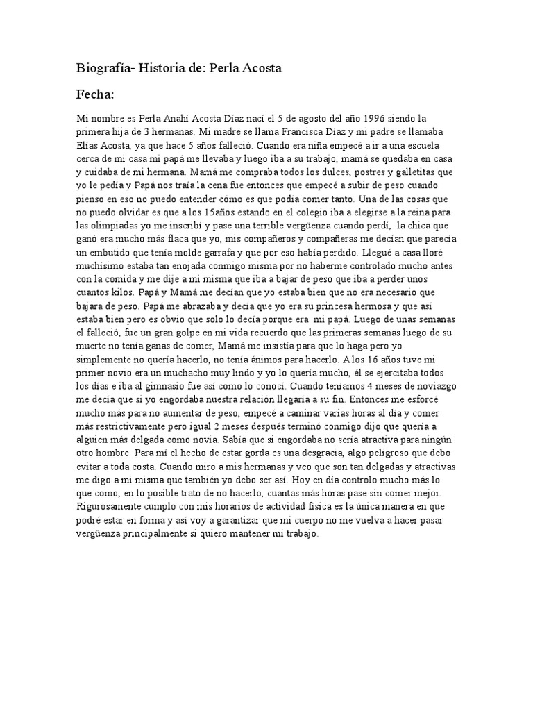 Biografía Perla Acosta | PDF | Ocio | Entretenimiento (general)