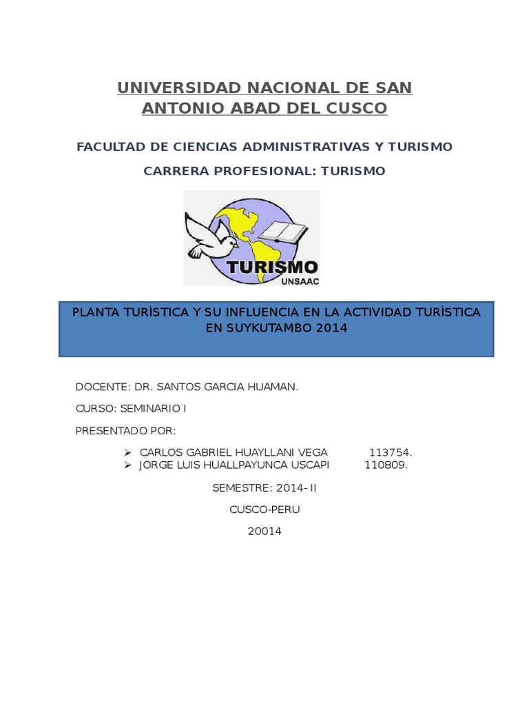 (Planta Turística y Su Influencia en La Actividad Turística en ...